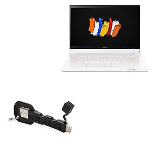 BoxWave Cable Compatible with Acer ConceptD 7 Ezel CC715-71-7163 (15.6 in) - USB Type-C Keychain Charger, Key Ring USB Type-C to Type-A 8 in USB Cable - Jet Black