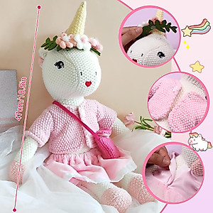 Unicorn Doll Stuffed Animal Toys for Girls - Ballerina Doll | Plush Carrier Bag | 3 Set Cloth Accessories, Kids Pretend Play Pet Care, Birthday Gift for 3 4 5 6 Year Old Little Girl Unicorn Toys