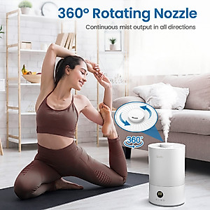 Humidifiers for Bedroom Large Room, Ultrasonic Cool Mist Humidifier for Baby Nursery and Plants, Up to 24 Hours, Top Fill, Night Light, Auto Shut Off, Easy Clean, Quiet