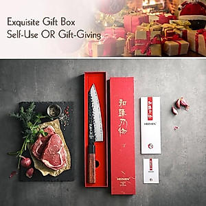 HEZHEN- 8.5” Chef Knife, 3 Layers High Carbon Clad Steel Kiritsuke Knife, Composite Forging Steel, Professional Japanese Kitchen Knife, Redwood Octagonal Handle With Wooden Knife Sheath