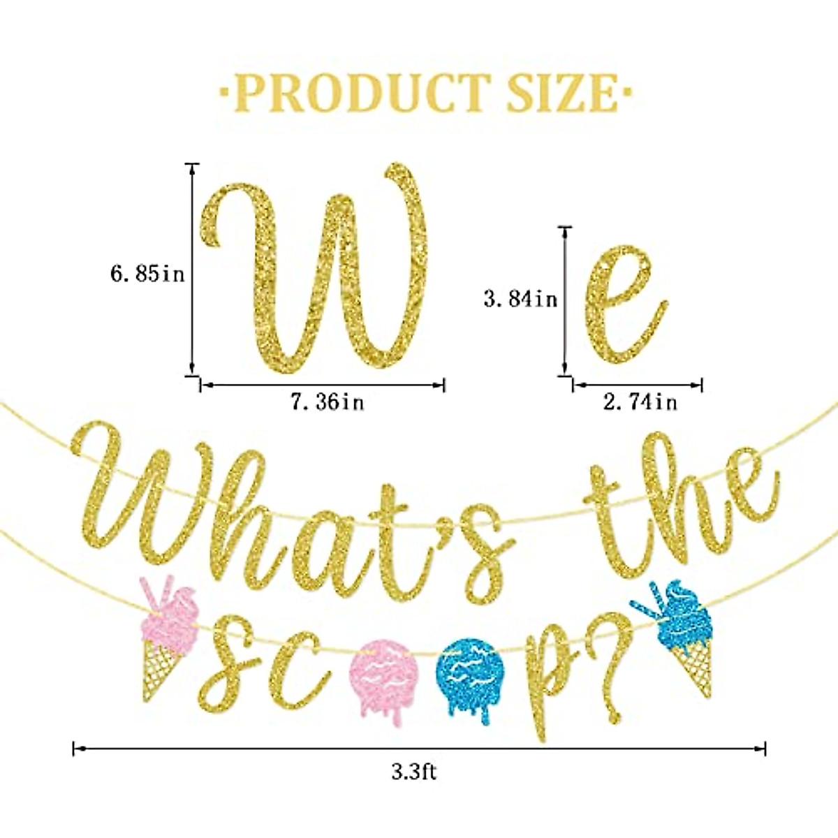 What's The Scoop Banner, Ice Cream Gender Reveal Banner, Baby Shower Decorations