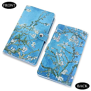 lizimandu Business Card Holder Book, Business Card Book Case PU Leather Organization Binder Name ID Card Holder for Men & Women, Up to 96 Cards Capacity(1-Peach Blossom)