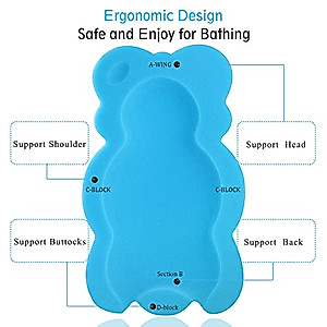 KECUCO Baby Bath Cushion Infant Bath Sponge Bath Mat, Baby Bath Pad Bath Sponge for Toddler Infant Newborn (Blue-Style4)