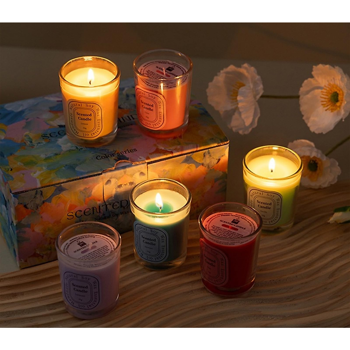 6 Pack Aromatherapy Scented Candles Gifts Set for Women,Natural Soy Wax Lavender Candles,33 oz 100 Hour Long Lasting Candles for Home,Yoga,Stress Relief