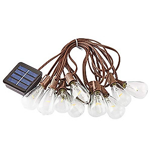 ZHONGXIN Solar String Lights Outdoor, Patio Lights String Waterproof with 10 Classic ST38 LED Edison Bulbs, Perfect for Garden, Backyard, Pergola, Party, Cafe, Bistro, Wedding, Camping Décoration