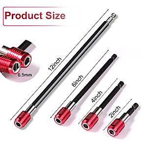 Drill Bit Extension Set,4Pcs Magnetic Drill Screwdriver Bit Holder Bar Chuck Adapter Extender 1/4 inch Hex Quick Release Bit Holder for Impact Driver Screws Nuts Drill