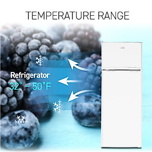 Commercial Cool CCR77LWW 7.7 Cu. Ft Freezer, Top Mount Fridge with Glass Shelves, Bottle Storage, Beverage Rack, Crisper Drawer Cover in White Refrigerator