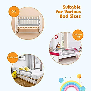 HONEY JOY Bed Rail for Toddlers, 48-in Extra Long, Portable Safety Bed Guardrail, Foldable Baby Bed Rail Guard, Fit King & Queen Full Twin Size Bed Mattress(Gray)