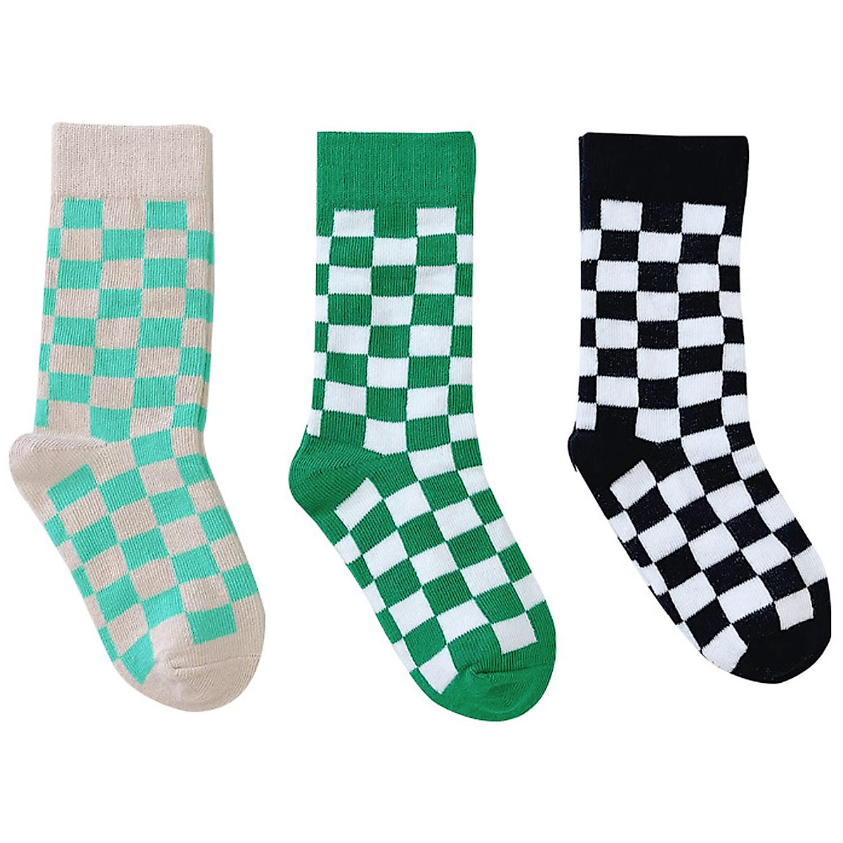 BonjourMrsMr Girls Checkered Crew Socks Cotton Cute Novelty Anklet Socks for Kids Toddler