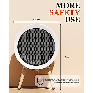 GAIATOP Space Heater, 1000W Energy Efficient Space Heater for Indoor Use, 3 Mode PTC Fast Heating Ceramic Electric Heater, Overheating & 45°Tip-Over Protection Portable Heater for Office Home White