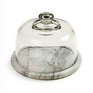 Norpro Glass Cheese Dome with Marble Base , Off-White