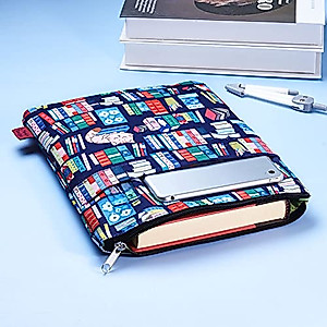 Cute Bookshelf Book Sleeve, Book Sleeves with Zipper, Book Protector Book Covers for Paperbacks, 11 X 8.5 Inch, Bibliophile Gifts
