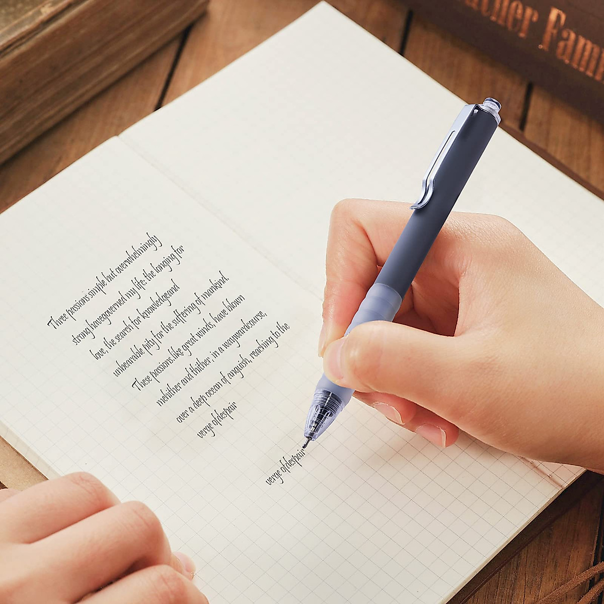 FULLPAD Black Ballpoint Pens, Retractable Medium Point 1.0mm Office Supplies Pen with Super Soft Grip & Metal Gold Clip, Smooth Writing Black Ink Journaling Pens, Gift Pen Set