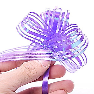 20 Pieces Gift Pull Bows Christmas Presents Glittering Wedding Gifts Wrap Strings Knot with Ribbon, Purple