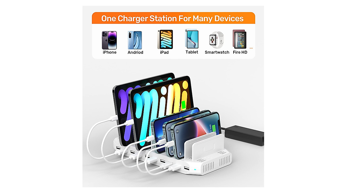Alxum 60W 10-Port USB Charging Station for Multiple Devices