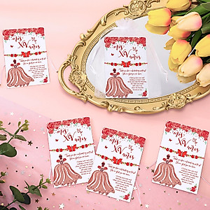 Wenqik 25 Sets Quinceanera Party Favors for Guests Recuerdos Para 15 Años Red Butterfly Wish Bracelets with Thank You Card and Organza Bag Quinceanera Gifts Mis Xv Años Birthday Party Favors