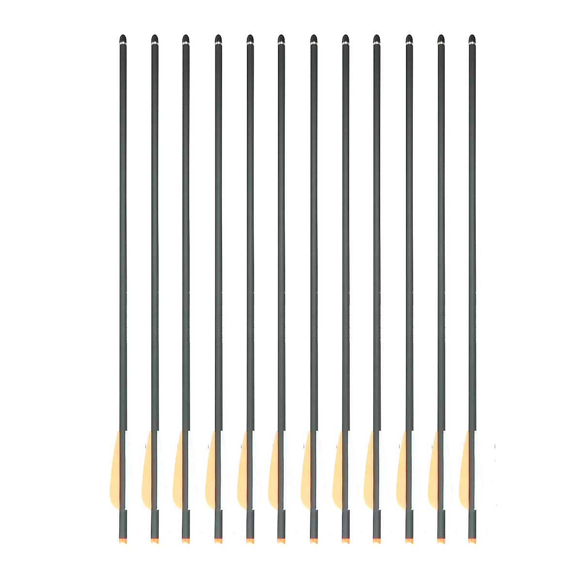 Wizard Archery SAS Carbon Crossbow Bolts 20 22 Inch with 3 inches Shield Vanes Pulletpoint Arrowhead Tip and Halfmoon Nock - 12/Pack - for Hunting Target Practice Archery Arrows (20 inches ) Orange/White Vanes