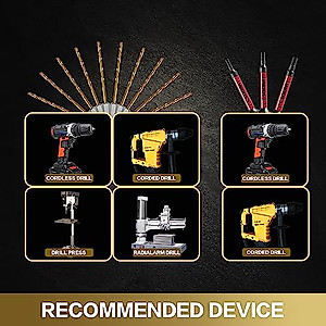 CSOOM 16pcs Twist Drill Bits with 10pcs Impact Magnetic Philips Bits and 6 Piece Drill Locators Set, Made of S2 Alloy Steel, Ideal for Drilling in Metal, Steel, Plastic, Stainless Steel etc