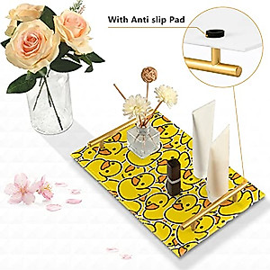 Duck Cartoon Bathroom Vanity Tray Bath Decorative Vanity Tray for Bathroom Counter Serving Organizer Jewelry Plate Holder with Handles Countertop Storage for Table Kitchen
