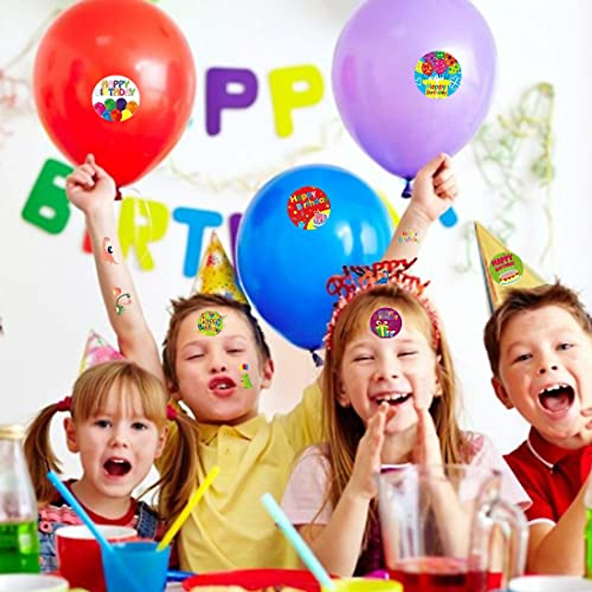 Happy Birthday Stickers for Kids 1 Inch 1000 Labels 2 Roll Adhesive Stickers for Happy Birthday Party and Baby Shower Decorative, Envelope Sealing, Gift Wrap