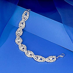 2 Pack Rhinestone Crystal Link Bracelet Teardrop Dangle Earrings Jewelry Sets for Women