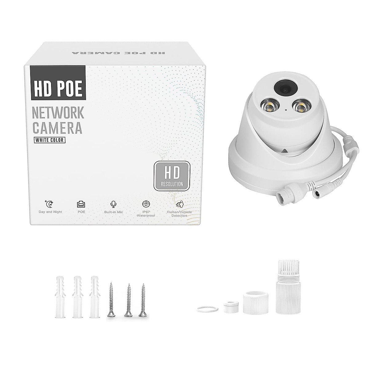 VIKVIZ 4K 8MP Full Color PoE IP Camera,Outdoor PoE Turret Security Camera with F1.0 Lens Super Aperture,24/7 Full Color Night Vision,Human/Vehicle Detection,Built-in Mic,IP67,ON-VIF