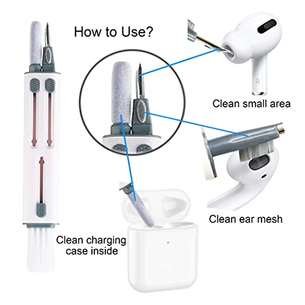 Cleaner Kit Compatible with Airpod Pro 1st 2nd 3rd Generation, Airpods Cleaning Kit and Keyboard Brush Gen 3 2 1, Pen Ear Bud Cleaning Tool for Samsung Galaxy Earbuds, Beats, Laptop, Phone, (Red)