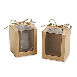 Kate Aspen Kraft Style Display Gift Boxes for Stemless Wine Glass, Wedding/Party Favors, 9-Ounce, Set of 12