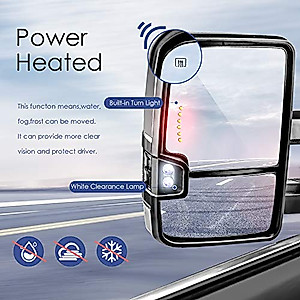 MOSTPLUS Power Heated Towing Mirrors Compatible for Chevy Silverado Suburban Tahoe GMC Serria Yukon 2003-2006 w/Sequential Turn light, Clearance Lamp, Running Light(Set of 2) (Chrome)