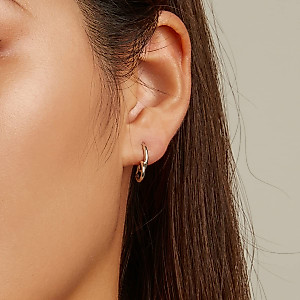 BISAER Love Heart Earrings for Women 925 Sterling Silver Pull Through Hoop Earrings Heart Shape Small Hoops Earrings