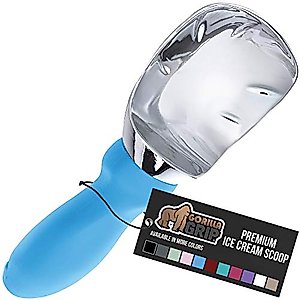 Gorilla Grip Large, Comfortable Handle, Heavy Duty Ice Cream Scoop, Professional Grade Scooper, Get Perfect Shape Scoops, Great for Spooning Frozen Hard Gelato and Sorbet, Cookie Dough, Melon, Aqua