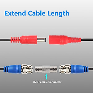 BNC Cable 200ft 4 Pack Aimyzii BNC Video Power Cable,Security Camera Cable for CCTV Camera DVR Security Systems(Included 8X BNC Adapters,100 Pcs Cable Clips)-Black