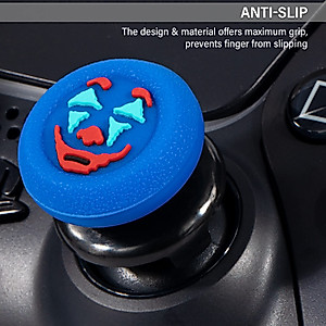 Playrealm FPS Thumbstick Extender & Texture Rubber Silicone Grip Cover 2 Sets for PS5 & PS4 Controller (Joker Blue)