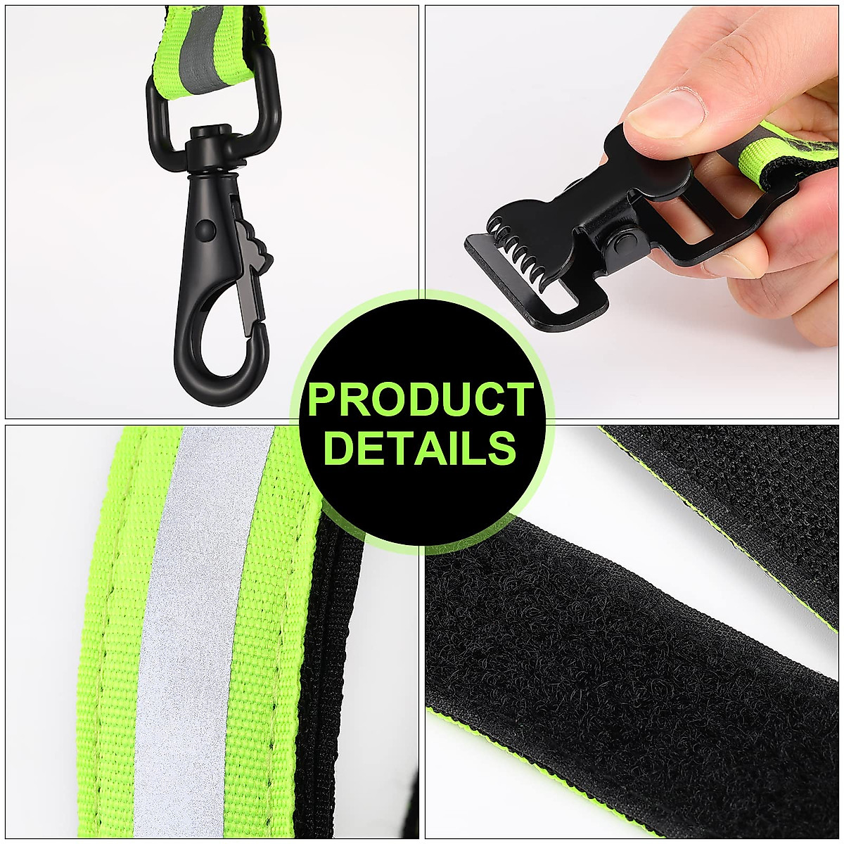 Amylove 4 Pieces Firefighter Glove Strap Firefighter Fire Helmet Band Glove Safety Strap with Green Reflective Trim Rubber Helmet Strap Firefighter Tools Fire Gear Accessories