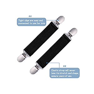 Century Star Elastic Mitten Clips for Toddlers Glove Clips for Kids Babys Adults Winter Boys Girls Mitten Clips 2 Pairs Black One Size