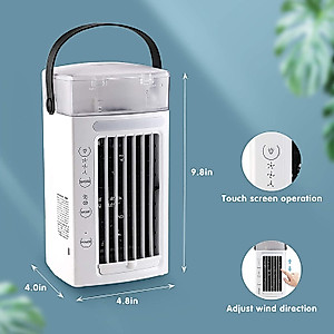 Personal Air Conditioner Fan, Small Air Conditioner Fan, Portable Air Cooler Mini Air Conditioner Fan with 3 Wind Speed, Evaporative Air Humidifier, Desktop Cooling Fan with LED Light for Office, Home