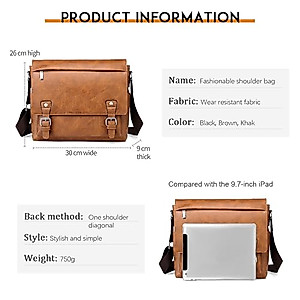 KUANG! Men's Shoulder Bag PU Leather Business Messenger Bag Briefcase Travel Crossbody Multi Pockets Handbag Purse