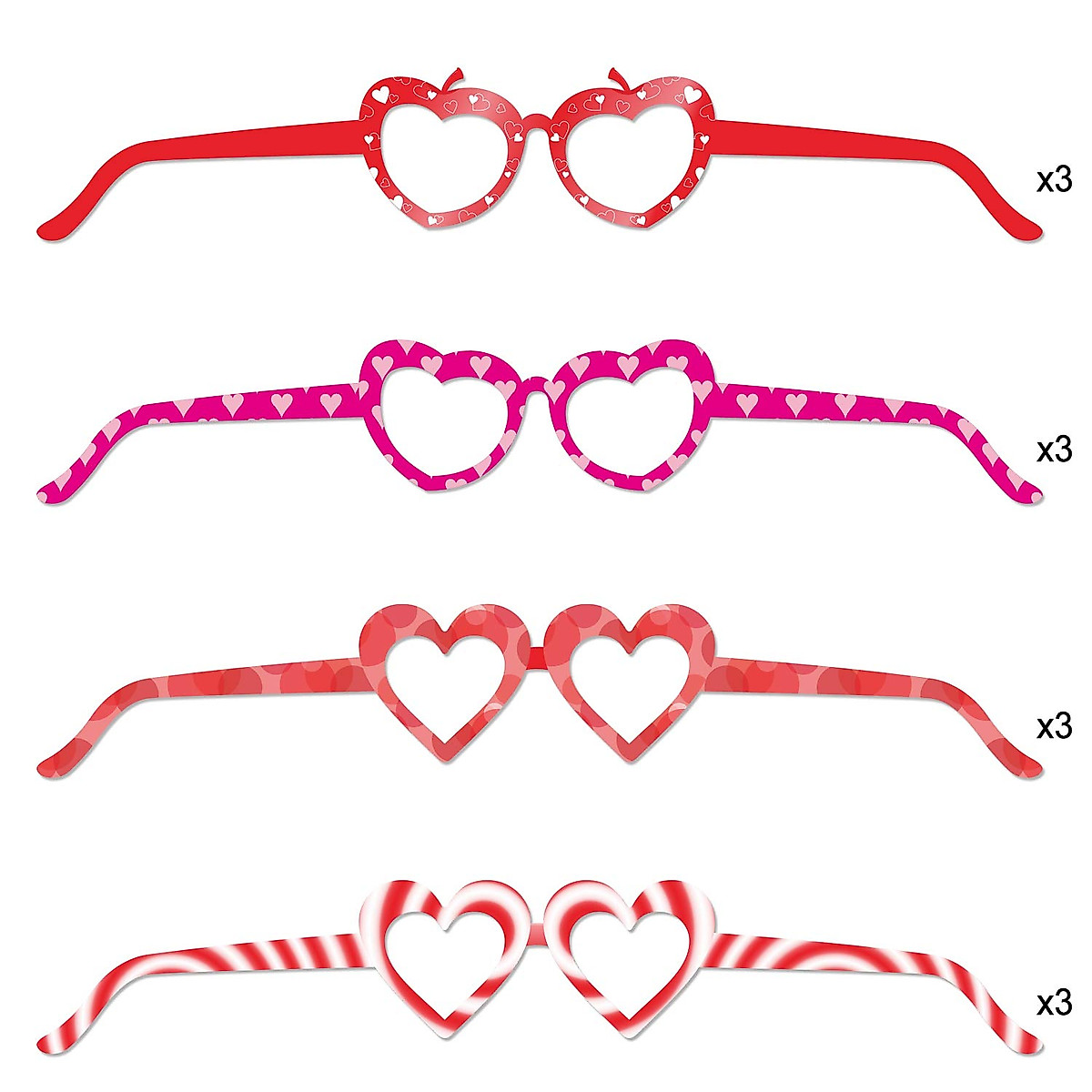HOWAF Valentine's Day Party Favors for Kids, 27 Pack Paper Valentine Glasses Photo Props Valentines Decoration Costume Party Glasses Frame for Kids Valentines Gift Bulk Toys for Teacher Prizes