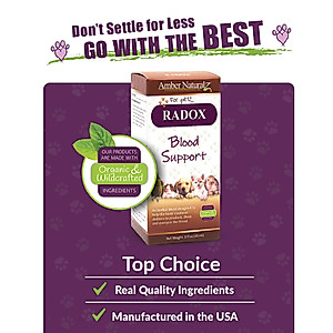 AMBER NATURALZ Radox Blood Support Herbal Blend for Dogs, Cats, Birds, Guinea Pigs, and Rabbits | Herbal Pet Supplement for Circulation and Iron | 1 Fluid Ounce Glass Bottle | Manufactured in The USA