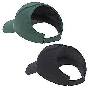 AICILY 2 Pack Backless Cap for Women Natural Curly Hair Hat Baseball Cap Afro Puff Ponytail Hat (Black＆Green)
