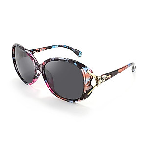 FEISEDY Women Oversized Polarized Sunglasses Ladies Large Shades Classic Fox Sunglasses B2730 (Floral, 58)