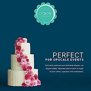 O'Creme Gumpaste Flower Spray, Pink Peony - Edible Flowers for Cake Decorating - Sugar Paste Flower Decorations for Cakes, Candy, Cupcake Toppers - Birthday Party, Wedding, Valentines Day, Baby Shower