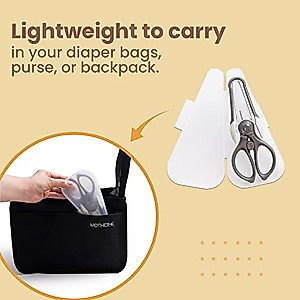 MOTHER-K Portable Ceramic Scissors with Tong Set, Ceramic Scissors for Baby Food with Protective Blade Cover and Portable Case, Safety Lock (GREY)