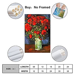 Red Poppies and Daisies 2 by Vincent Van Gogh Post Impressionist Famous Oil Paintings Giclee Canvas Printing Artwork Poster,16x24 inch Unframed,Van Gogh Canvas Wall Art,Wall Art Living Dining Room Bedroom Home Office Bathroom Decor Gifts for Men and Women