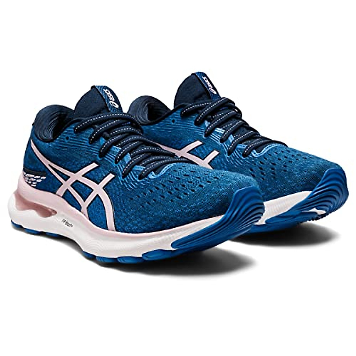 ASICS Women's Gel-Nimbus 24 Running Shoes, 9.5, French Blue/Barely Rose