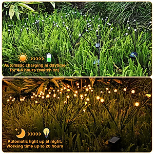 Streamlet Solar Garden Lights, 4 Pack New Upgraded 8 LED Solar Lights for Outside, Solar Powered Firefly Lights, Solar Outdoor Lights Waterproof for Pathway Patio Yard Decor, Warm White