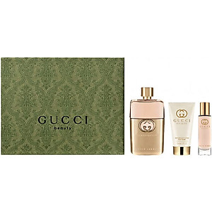 Gucci Guilty 3 Piece Hardbox Gift Set for Women (3 Ounce Eau de Parfum Spray + 1.6 Ounce Perfumed Body Lotion + 0.5 Ounce Eau de Parfum Travel Spray)