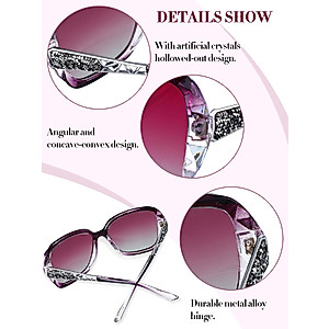 Weewooday 4 Pairs Oversized Sunglasses Women Sparkling Frame Ladies Sunglasses Polarized Square Sunglasses