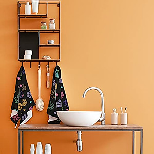 Hand Bath Towels 2 Pack Doodle Colorful Paws Print Absorbent Face Fingertip Towels for Bathroom Kitchen Gym Spa Soft Hair Drying Cloth Quick Dry, 30 x 15 Inch