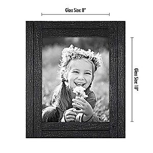 Americanflat 8x10 Picture Frame with Polished, Crystal Clear Glass - Hampton Collection - Distressed Wood Picture Frames for Tabletop and Wall Display - Charcoal Black